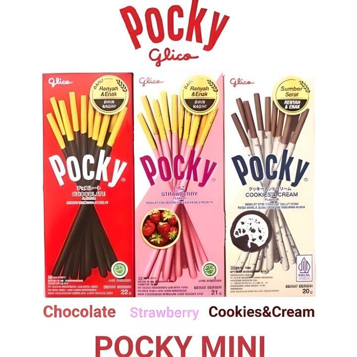 Glico Pocky Mini 22gr BPOM / Snack Cemilan Pocky HALAL Cookies & Cream ...