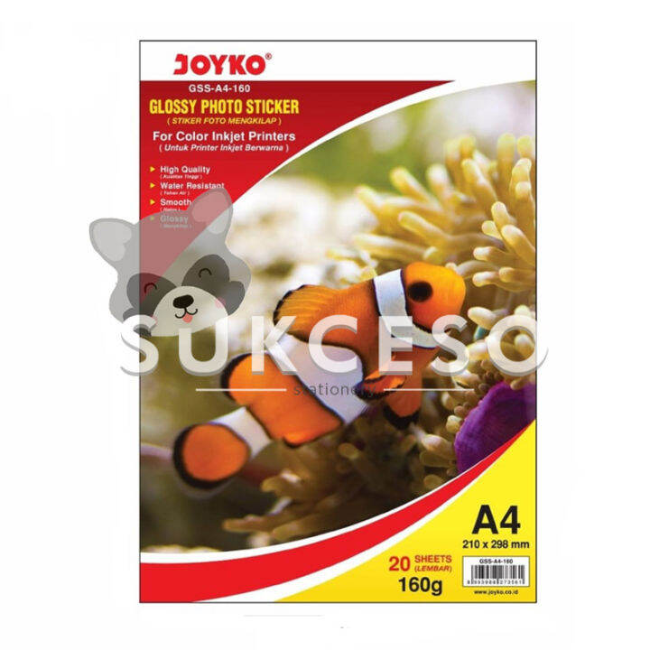 Joyko Glossy Photo Sticker Paper GSS-A4-160 Kertas Foto Stiker Glossy ...