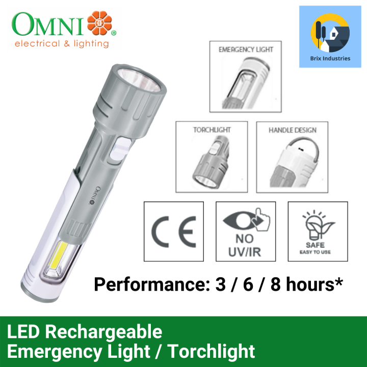 Omni Rechargeable Emergency Torchlight RFL-9128 Flashlight Emergency Light Portable Flash Light ...