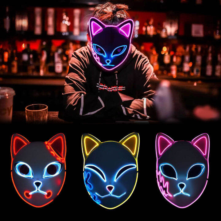 BETOP LED Anime Demon Slayer Tanjirou Mask Cosplay Mask Sabito ...