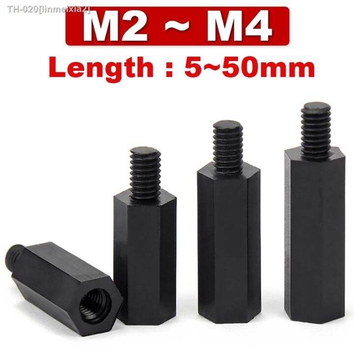 M2 M2.5 M3 M4 black Nylon Hex Male Female Standoff Threaded Pillar ...