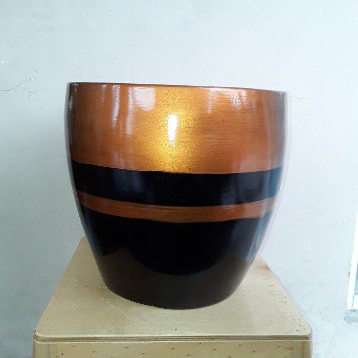 POT CAT DUCO GARIS HITAM EMAS POT TANAMAN GERABAH TANAH LIAT | Lazada ...