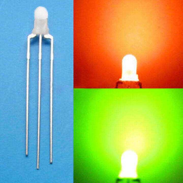 100PCS 3/5mm 3-Pin Dual Bi-Color Diffused Common Cathode/anode LED ...
