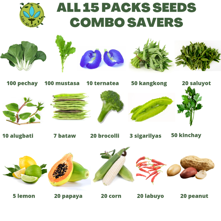 Seeds for planting all in 15 packs pechay mustasa ternatea kangkong ...