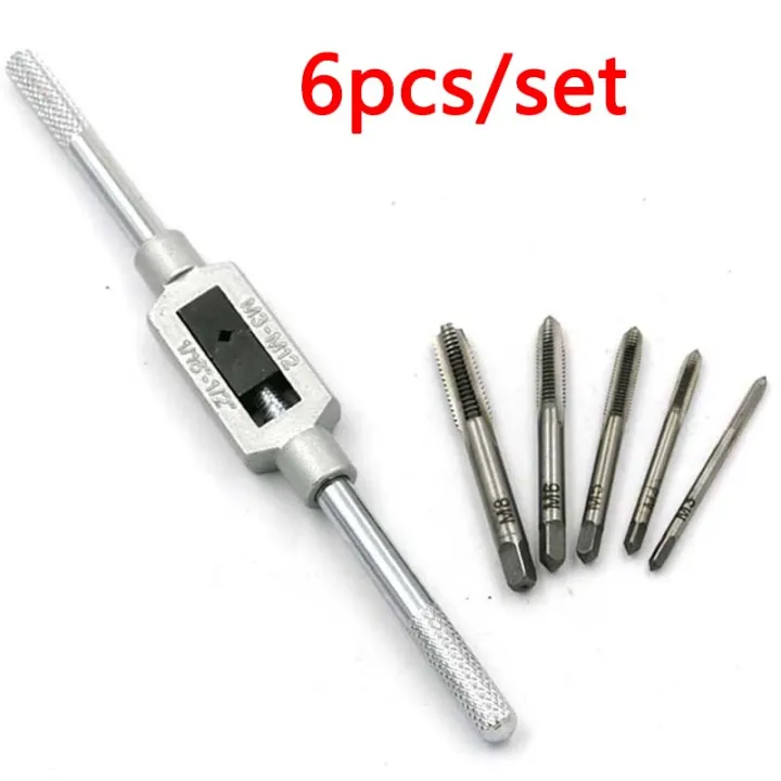 M3-M12 Adjustable Tap Wrench 6pcs 3F Hand Screw Thread Metric Plug Tap Set | Lazada PH