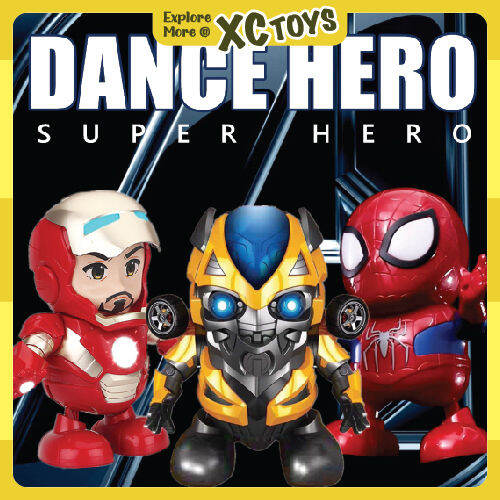 DANCE HERO Avengers Toys with Light & Music Super Hero Dancing Iron Man ...