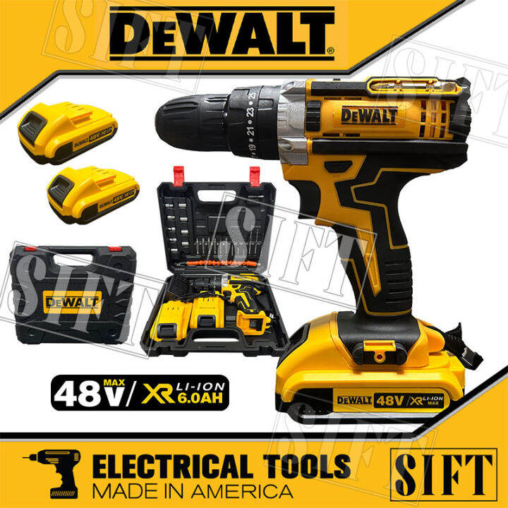 DeWalt 48V 6.0Ah Cordless Drill Electric Hammer Impact with 2 Battery ...