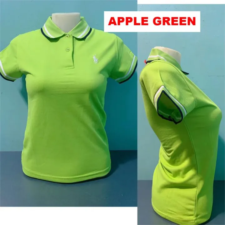 APPLE GREEN POLO SHIRT FOR WOMEN STRECHABLE RANDOM EMBROIDERY DESIGN ...