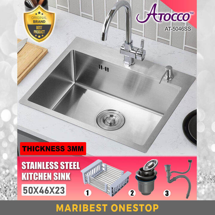 AT-5046SS Sink Bowl Single Bowl Sinki Dapur Kitchen Sink Combo Top ...