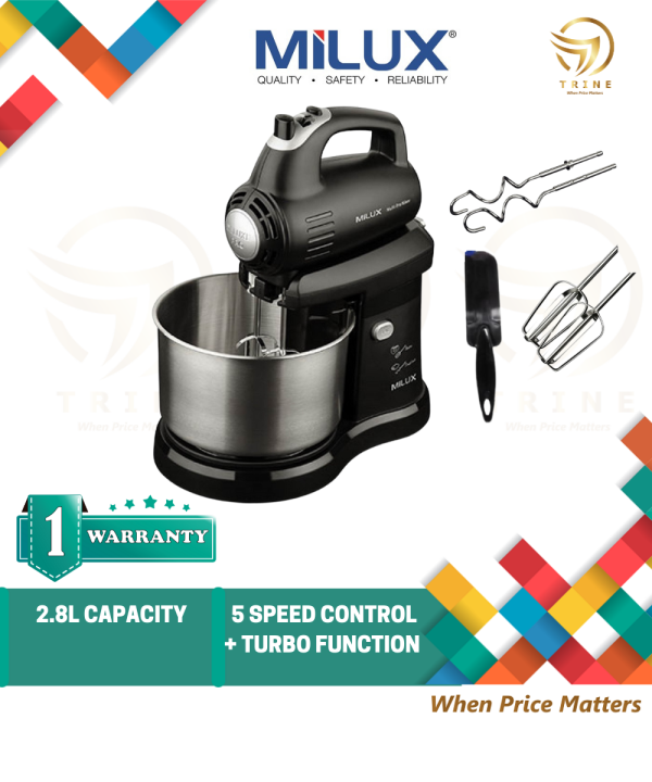 Milux Multi-Pro Stand & Hand Mixer with 5-Speed Control | MSM-9512 ...