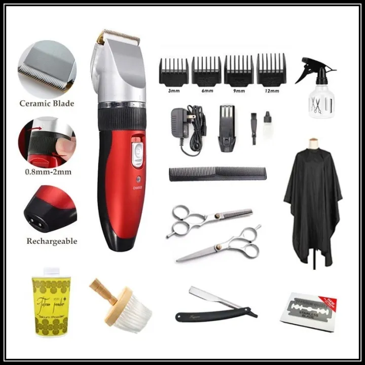 Red Hair Razor Hair Clipper Cordless Rechargeable Razor 7 in 1 Barber ...