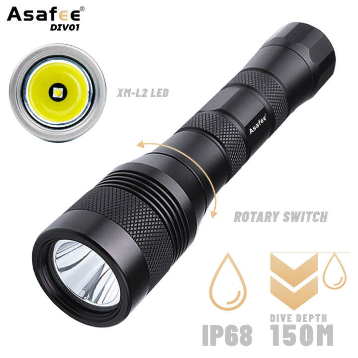 Professional Diving Flashlight XML L2 LED Scuba Torch Underwater 200M ...