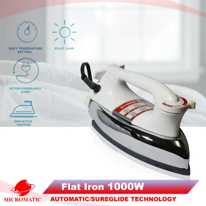 Micromatic Stainless Steel Flat Iron for Clothes Non:Stick Coating ...