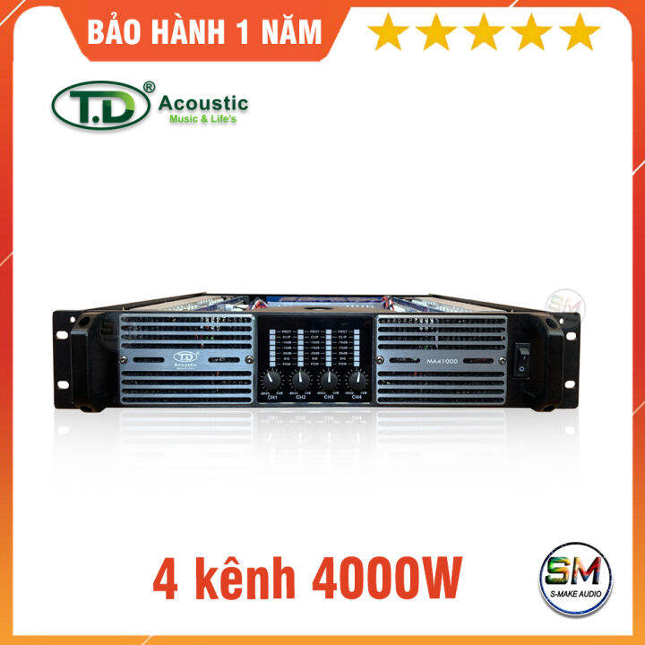 Cục đẩy công suất 4 kênh TD Acoustic MA41000 - Main công suất 4 kênh đánh 2 đôi loa bass 30 ...