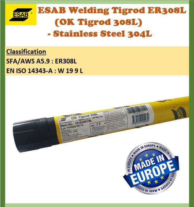 ESAB Welding Tig Rod ER308L (OK Tigrod 308L) - Stainless Steel 304L ...