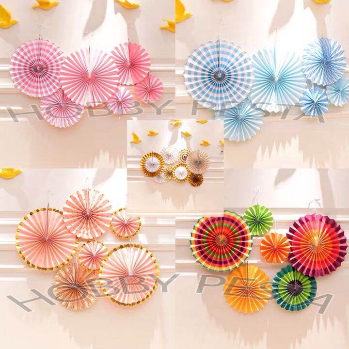 PAPER FAN DECORATION / PAPER FAN SET 6 IN 1 / PAPERFAN / PAPER FLOWER ...