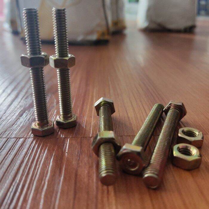 Baut Mur Besi Kuning M6 x 50 ( Kunci 10 ) Yellow Zinc Plated per 100 bj ...