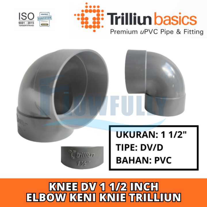 KNEE DV 1 1/2 INCH TRILLIUN D PVC ELBOW KNIE KENI L 1.5 DIM POLOS ...