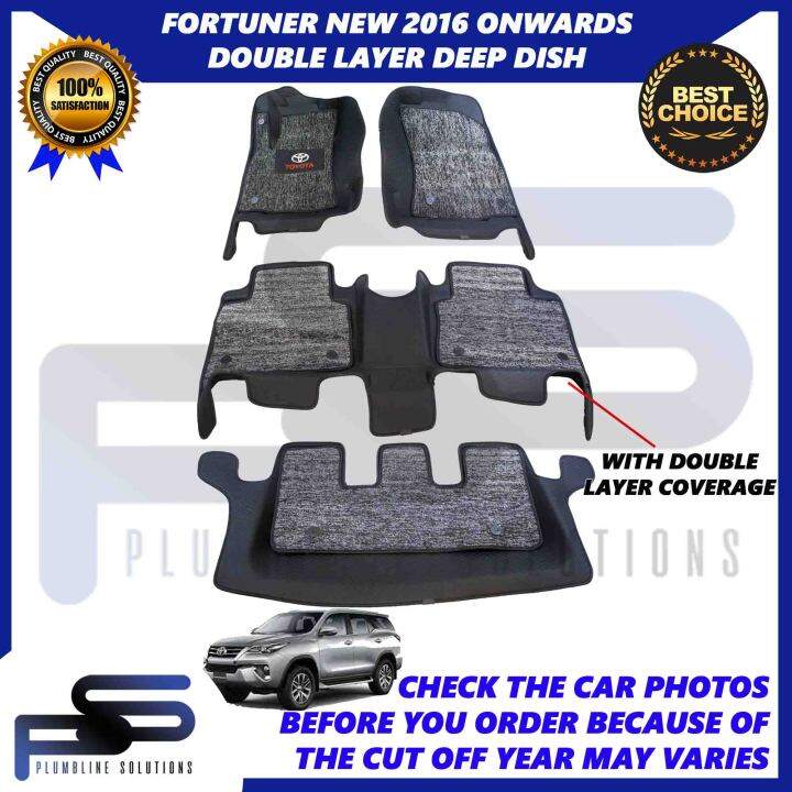 7D Double Layer Deep Dish Matting for Toyota Fortuner 2016 2017 2018 ...