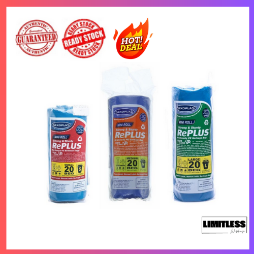 SEKOPLAS RePlus Mini Roll HDPE Garbage Bags / Rubbish Bags - Multiple ...