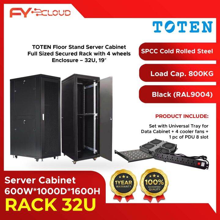 32U Cabinet 600W*1000D*1600mmH TOTEN Data Server Rack│Server Data Rack│Server Cabinet│Data ...