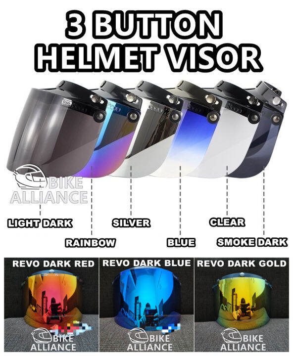 READY STOCK UNIVERSAL 3 BUTTON HELMET VISOR HELMET SHIELDS | Lazada