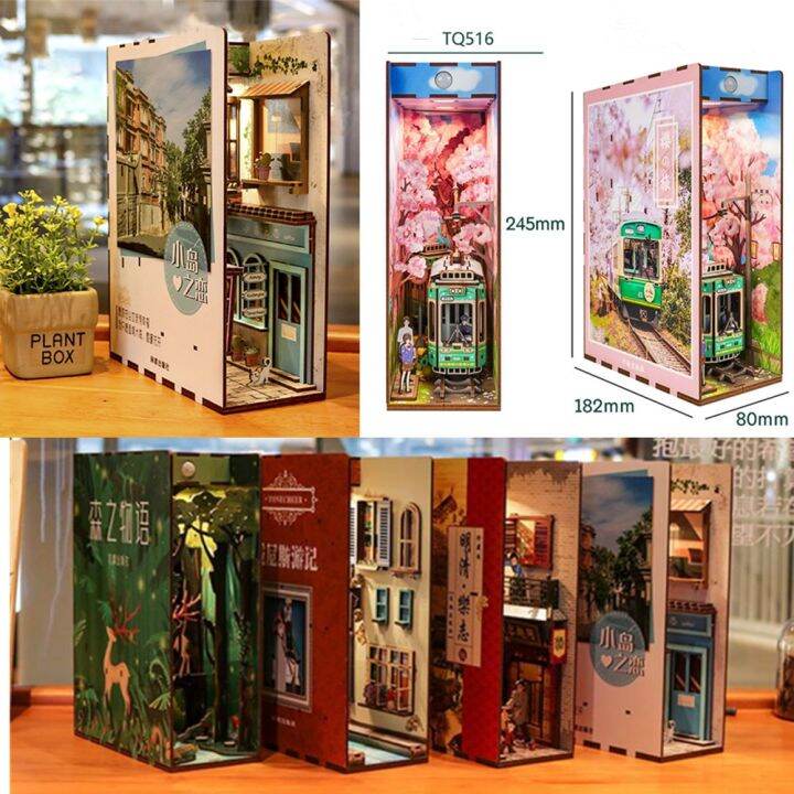[Hot K] Wooden DIY Book Nook Shelf Insert Kits Model Ocean Roombox Handmade Building Miniature ...