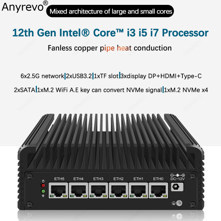 สำหรับ PfSense/OPNsense เคสอลูมิเนียม Fanless Intel Pentium 4405U ...