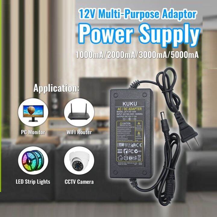 【COD】 DC 12V 5A Power Supply Multi-Purpose Adaptor for CCTV LED TV ...