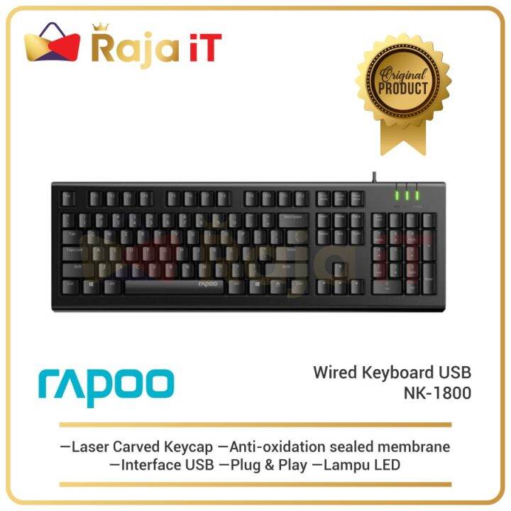 RAPOO Keyboard NK1800 USB NK-1800 Black | Lazada Indonesia