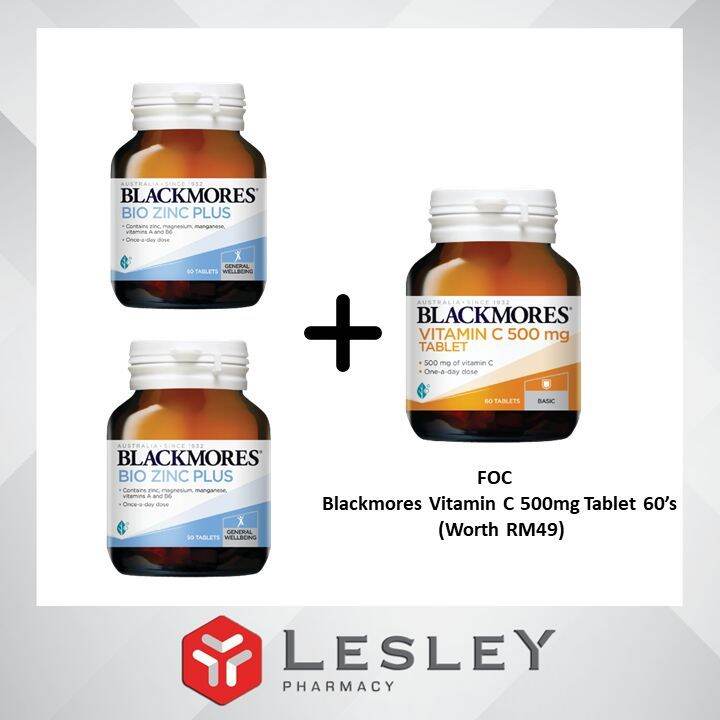 Blackmores Bio Zinc Plus 90s x 2 (Exp:10/23)+ FOC Blackmores Vitamin C ...