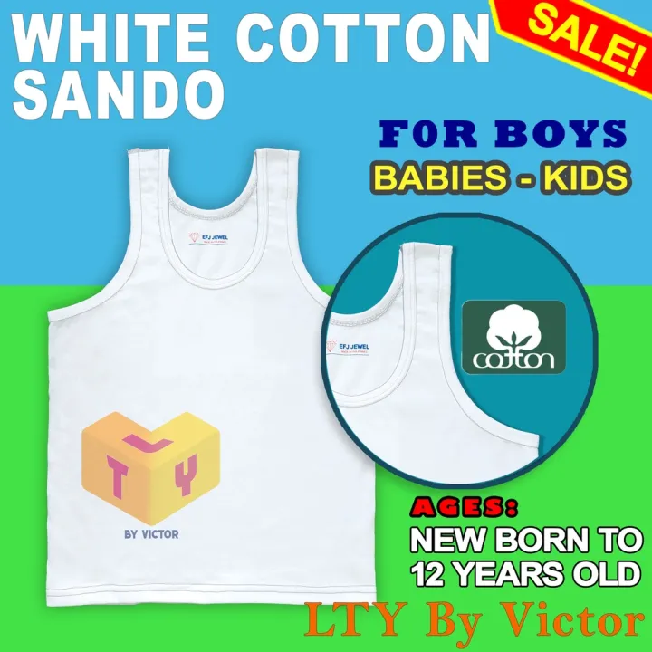 3PCS SANDO PLAIN WHITE COTTON FOR TEENS AND ADULT MEN JEWEL BRAND XS ...