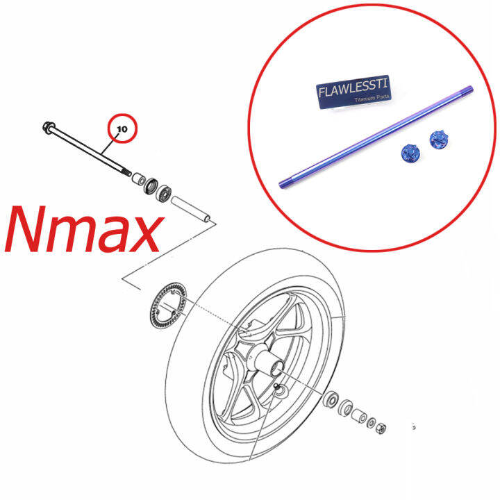 FLAWLESSTI Yamaha Nmax V1 V2 Aerox V1 V2 155 Gr5 Titanium Front Axle ...