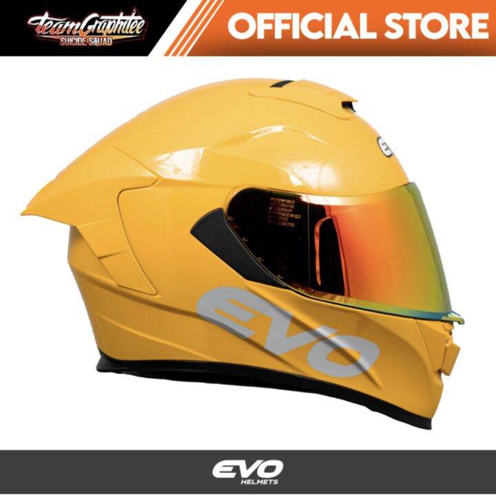 EVO GT PRO GLOSS YELLOW (REVO RED LENS) FULL FACE DUAL VISOR WITH FREE ...