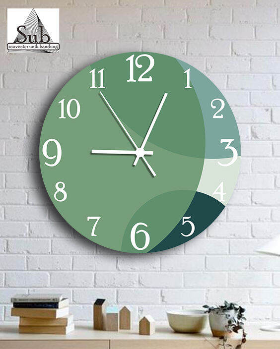 JAM DINDING MINIMALIS CUSTOM UNIK MANY GREEN COLORS | Lazada Indonesia