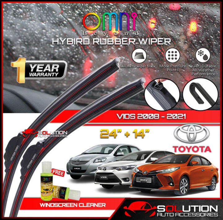 Toyota Vios 2008 - Present ( NCP93 NCP150 NCP151 ) Omni Beyond HYBIRD Rubber Wiper Blade (1 Set ...