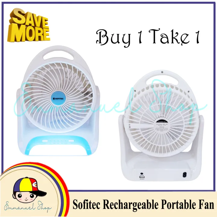 Buy 1 Take 1 Rechargeable Fan 2 in 1 with Led Light Portable Box Fan ...