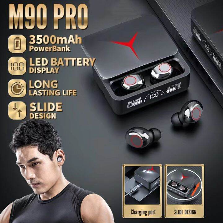M90 Pro Wireless Bluetooth Earbuds with Touch Control and Dual LED Charging Display 140H ...