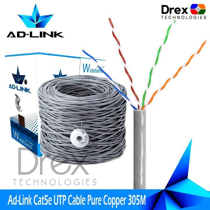 305M Ad-Link UTP Ethernet Cable Cat5E Pure Copper 1000FT Grey UTP Lan ...