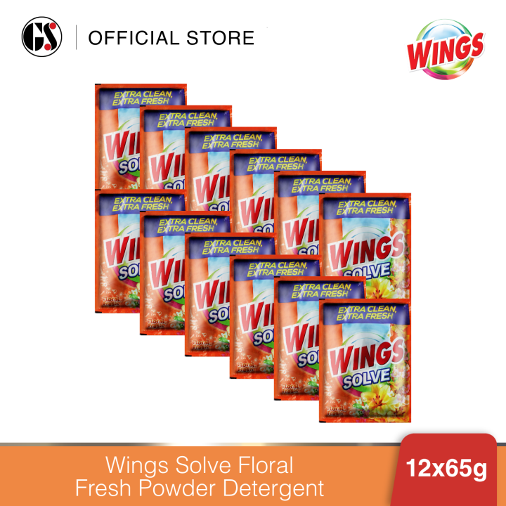 Wings Solve Floral Fresh Powder Detergent 65g (6sachets) Set of 2 ...