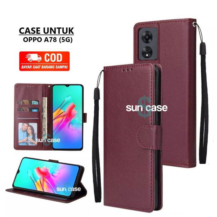 Casing OPPO A78 5G model flip buka tutup case kulit ada tempat foto dan ...