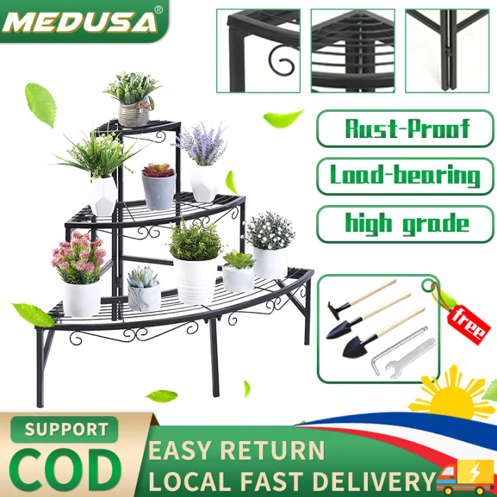MEDUSA 3 Tier Plant Stand Rack Indoor Plant Rack Stand Outdoor Steel ...