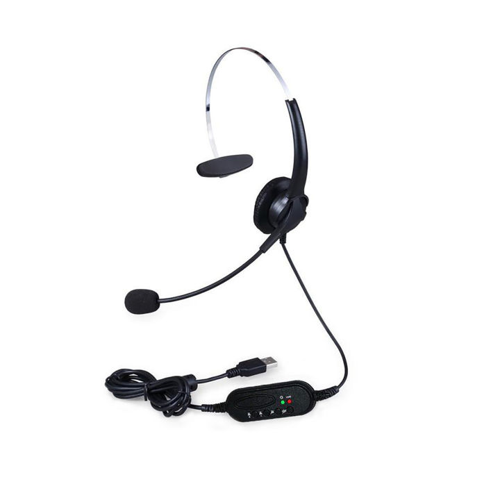 Single-Sided USB Corded Headset Call Center Monaural Headphone with ...