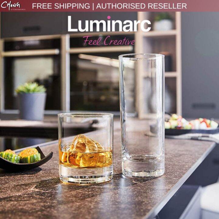 Luminarc Islande Highball Old Fashioned Glass Set of 6's [ Cocktail Rock Lowball Drinking Cooler ...