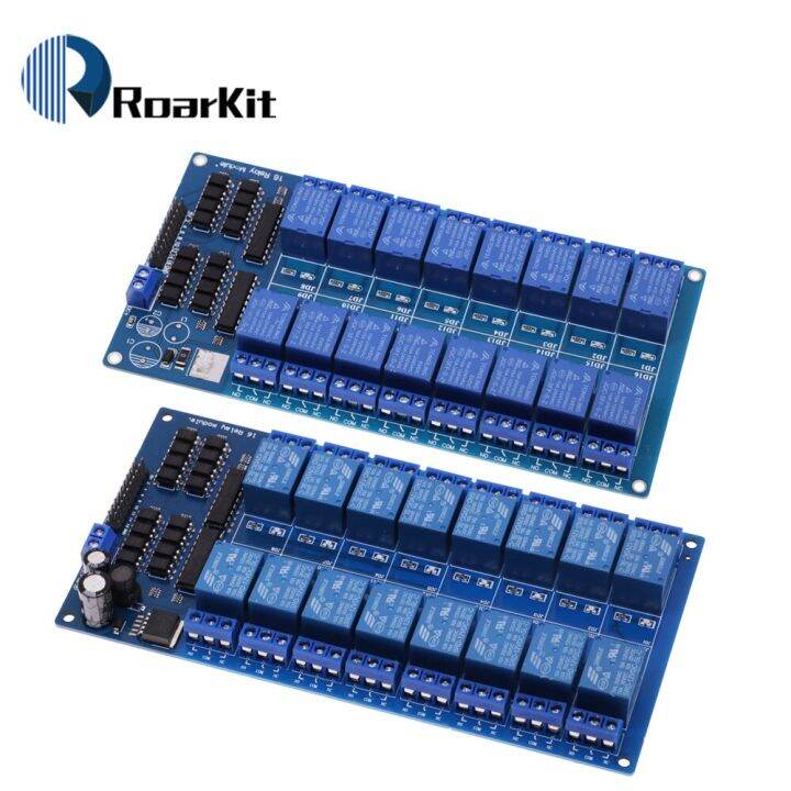 โมดูลรีเลย์5V 12V 16ช่องบอร์ดอินเตอร์บอร์ดสำหรับ Arduino รูปแขน DSP PLC ...
