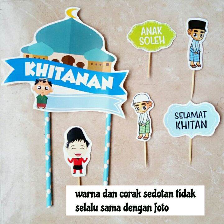 hiasan nasi tumpeng hiasan kue cake topper satu set karakter motif ...