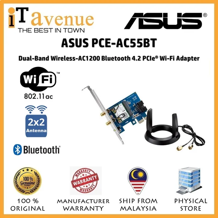 ASUS PCE-AC55BT - Dual-Band Wireless-AC1200 Bluetooth 4.2 PCIe® Wi-Fi ...