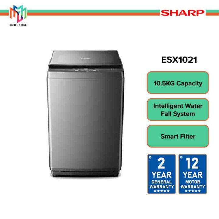 Sharp ESX1021 10.5kg Washing Machine Stainless Steel Drum with 7 Wash ...