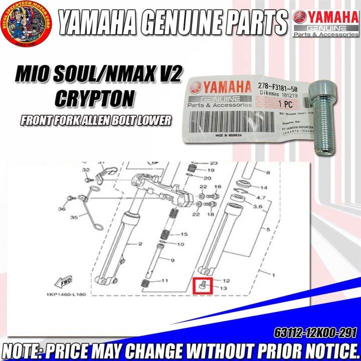 MIO SOUL/NMAX V2/CRYPTON FRONT FORK ALLEN BOLT LOWER (YGP) (GENUINE ...