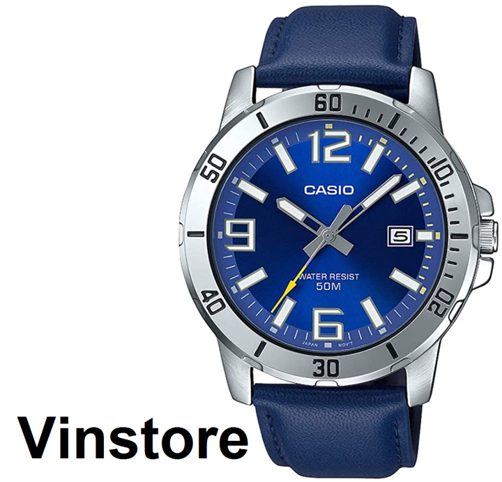 [Vinstore] Casio MTP-VD01 Diver Style Blue Leather Strap Blue Dial Analog Quartz Men Watch MTP ...